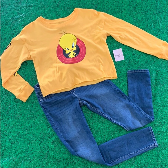 H&M | Bottoms | Nwt Looney Toons Tweety Bird 112 Hm Jeans | Poshmark